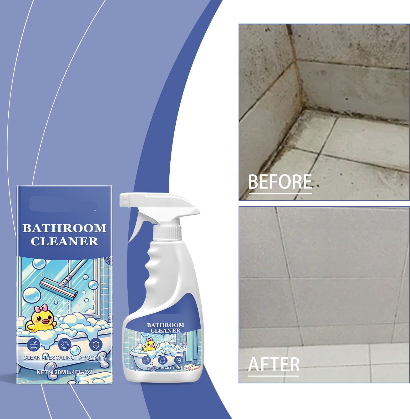 Bathroom Cleaner Spray, Powerful Multi-Surface Cleaner for Tile, Glass ...