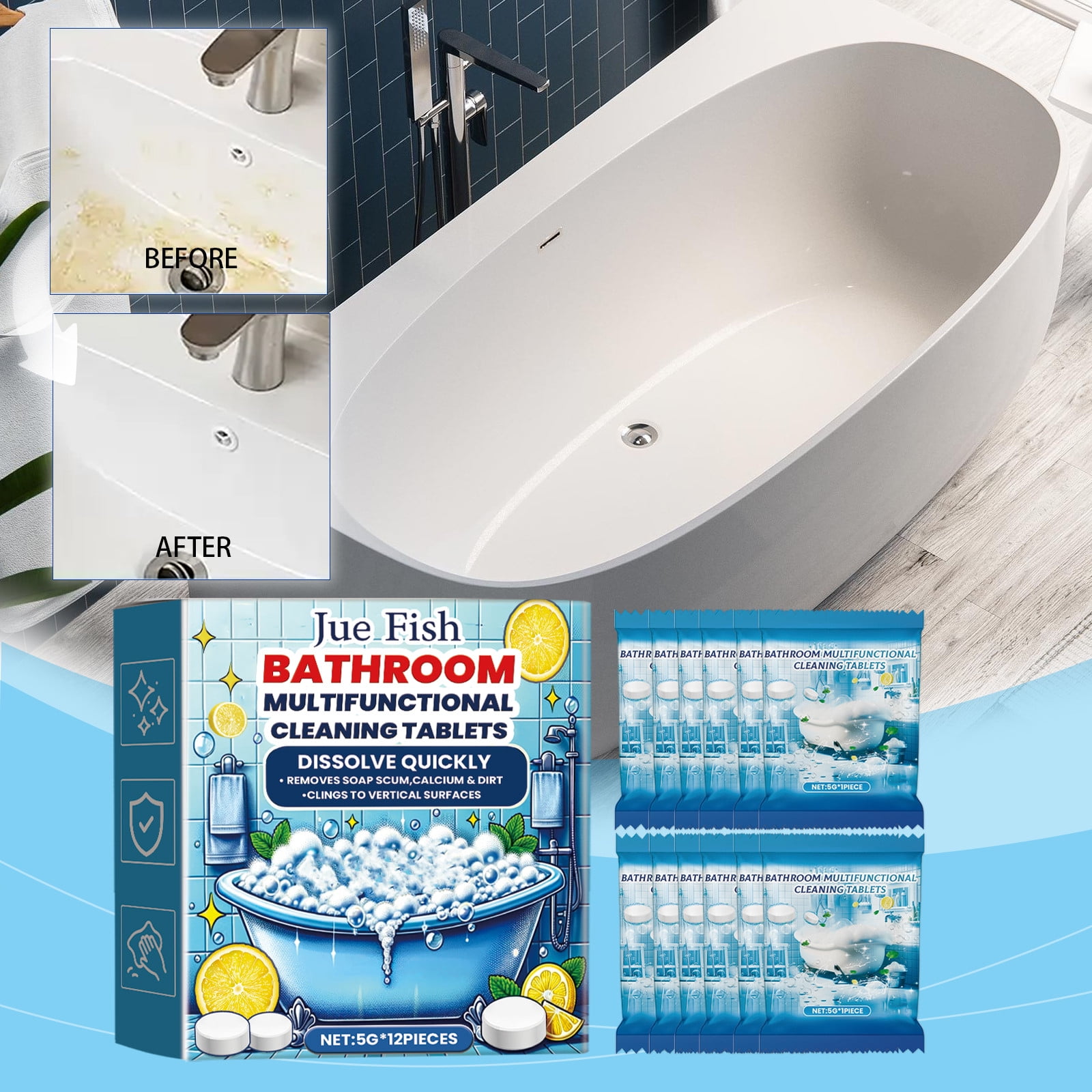 Bathroom Cleaning Effervescent Tablets, Multi-functional Bio-enzyme ...