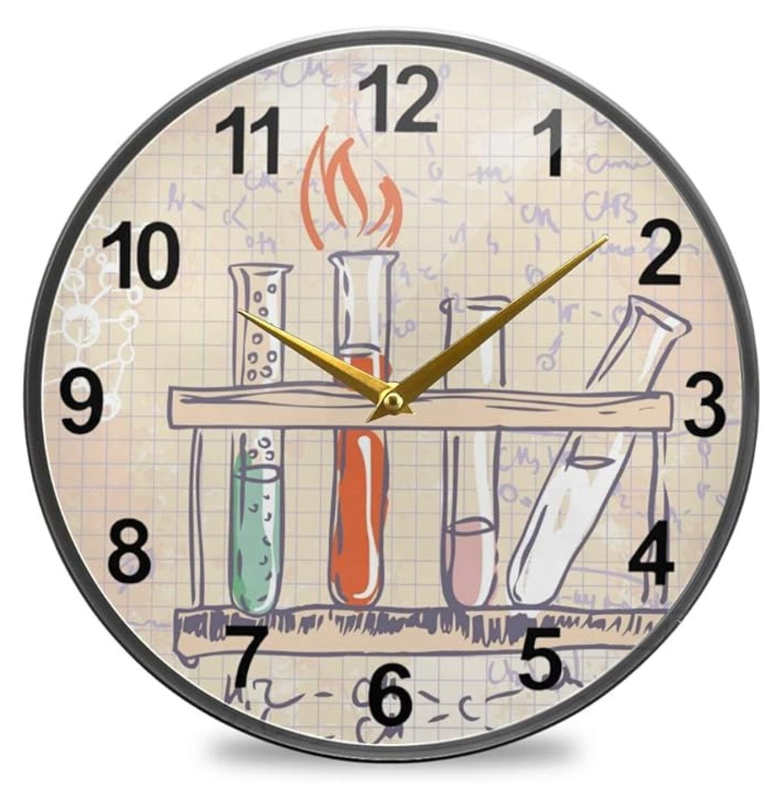 Bathroom Clock Chemistry Laboratory Wall Clock 12 Inch Non-Ticking ...
