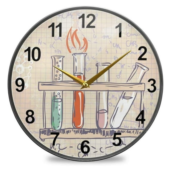 Bathroom Clock Chemistry Laboratory Wall Clock 12 Inch Non-Ticking ...
