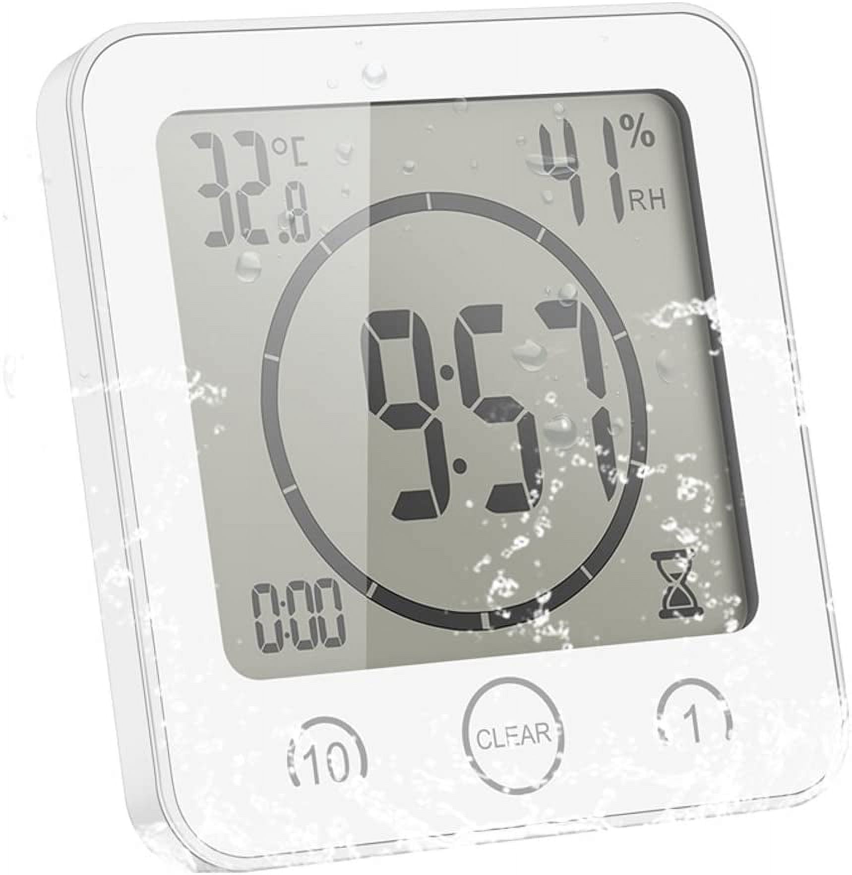 Bathroom Clock, LCD Digital Alarm with Waterproof Shower Clock ...