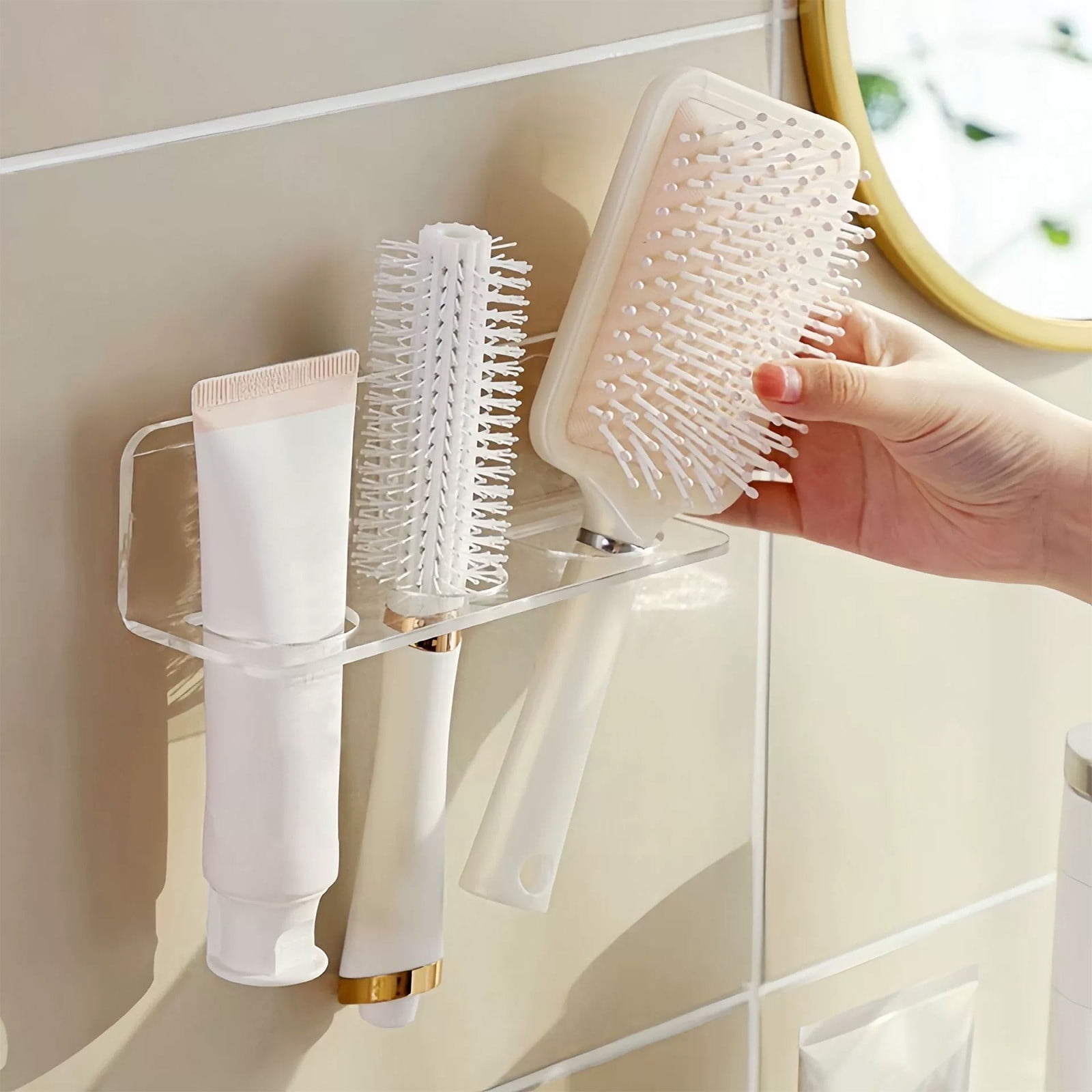 Bathroom Comb Rack Wall Mount Organizer | Plastic Shaver Holder | No ...
