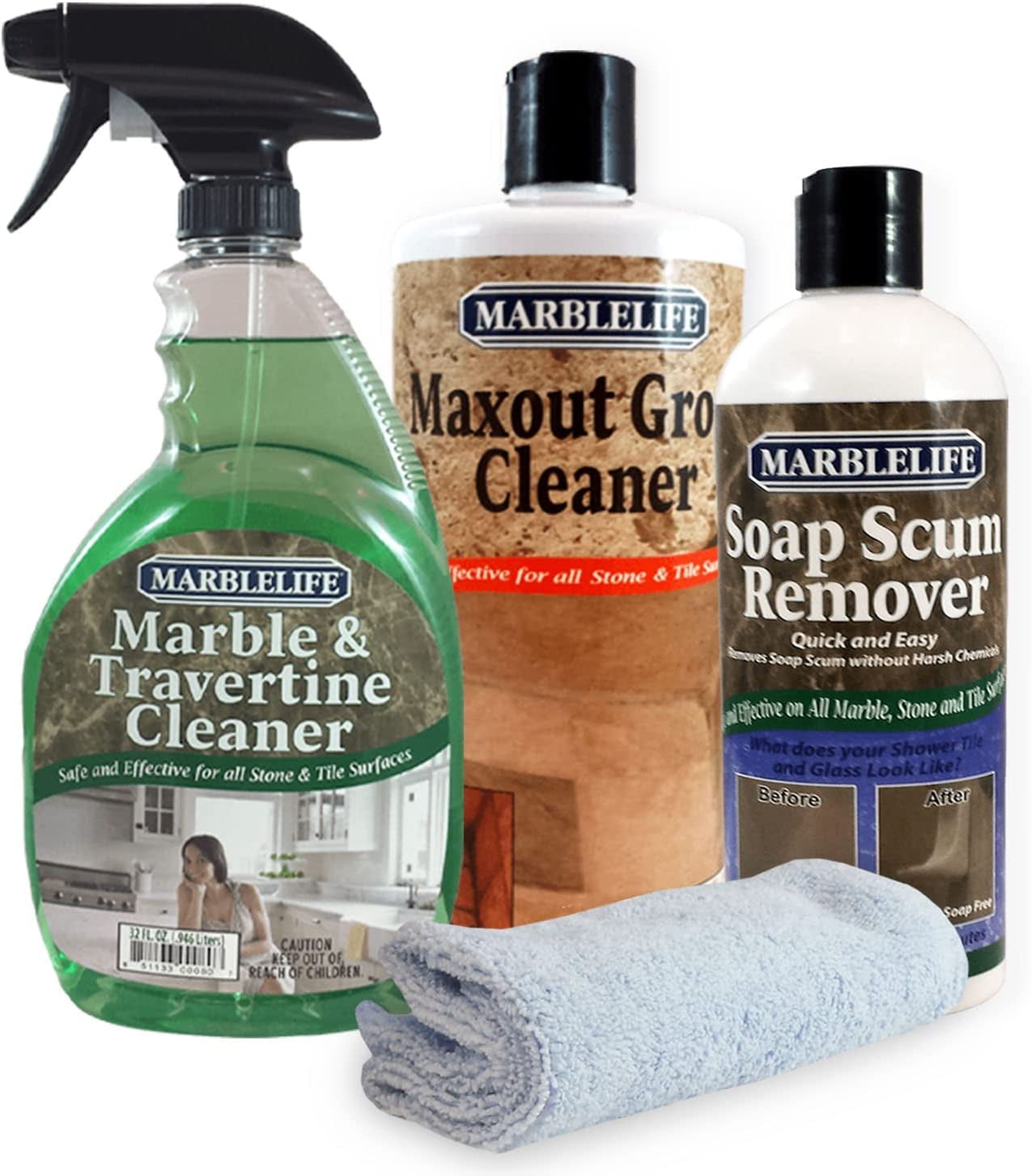 Bathroom Combo Kit, With Marble & Travertine Cleaner, MaxOut Deep Grout ...