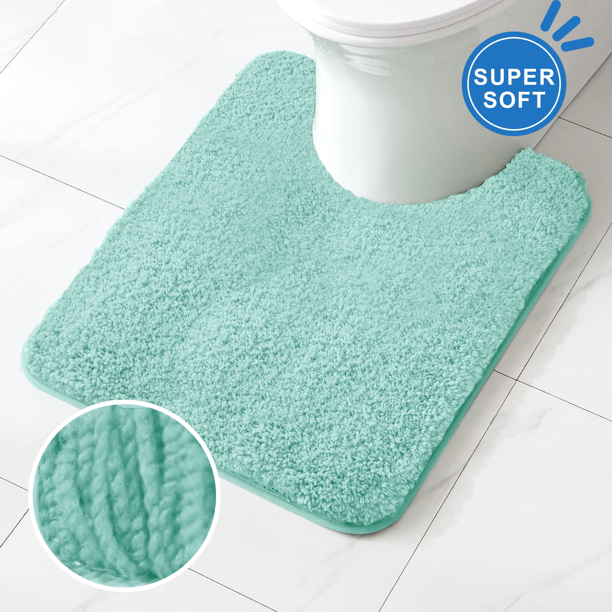 Bathroom Contour Rug, Shaggy Soft and Absorbent, Non Slip, Thick Plush ...