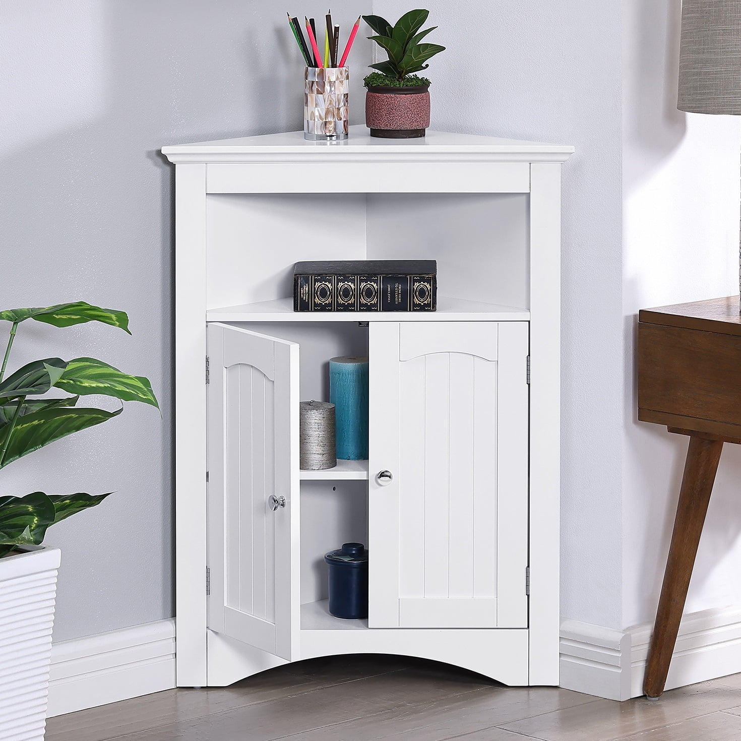 Bathroom Corner Cabinet Floor Corner Cabinet With 2 Doors And 2