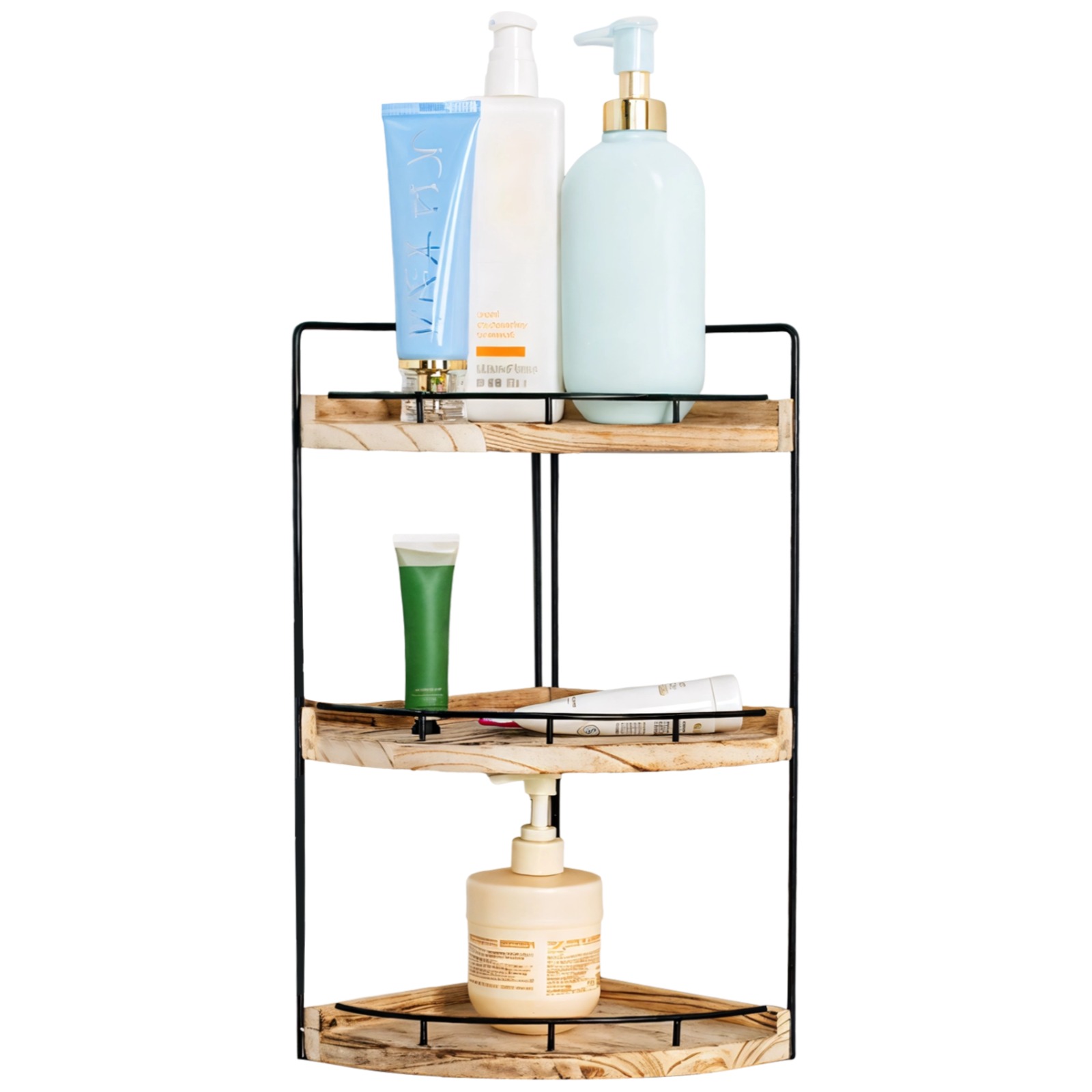 Bathroom Corner Organizer, 3 Tier Acacia Wood Shelf, Space-Saving ...