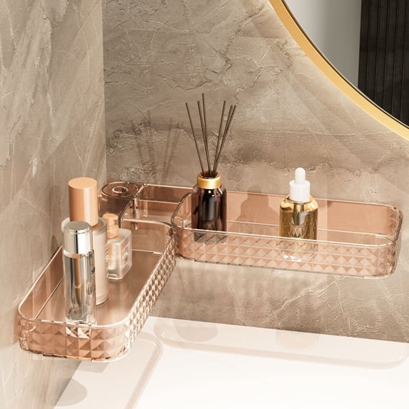 Bathroom Corner Shelf No Drill Wall Mounted Acrylic Organizer with ...