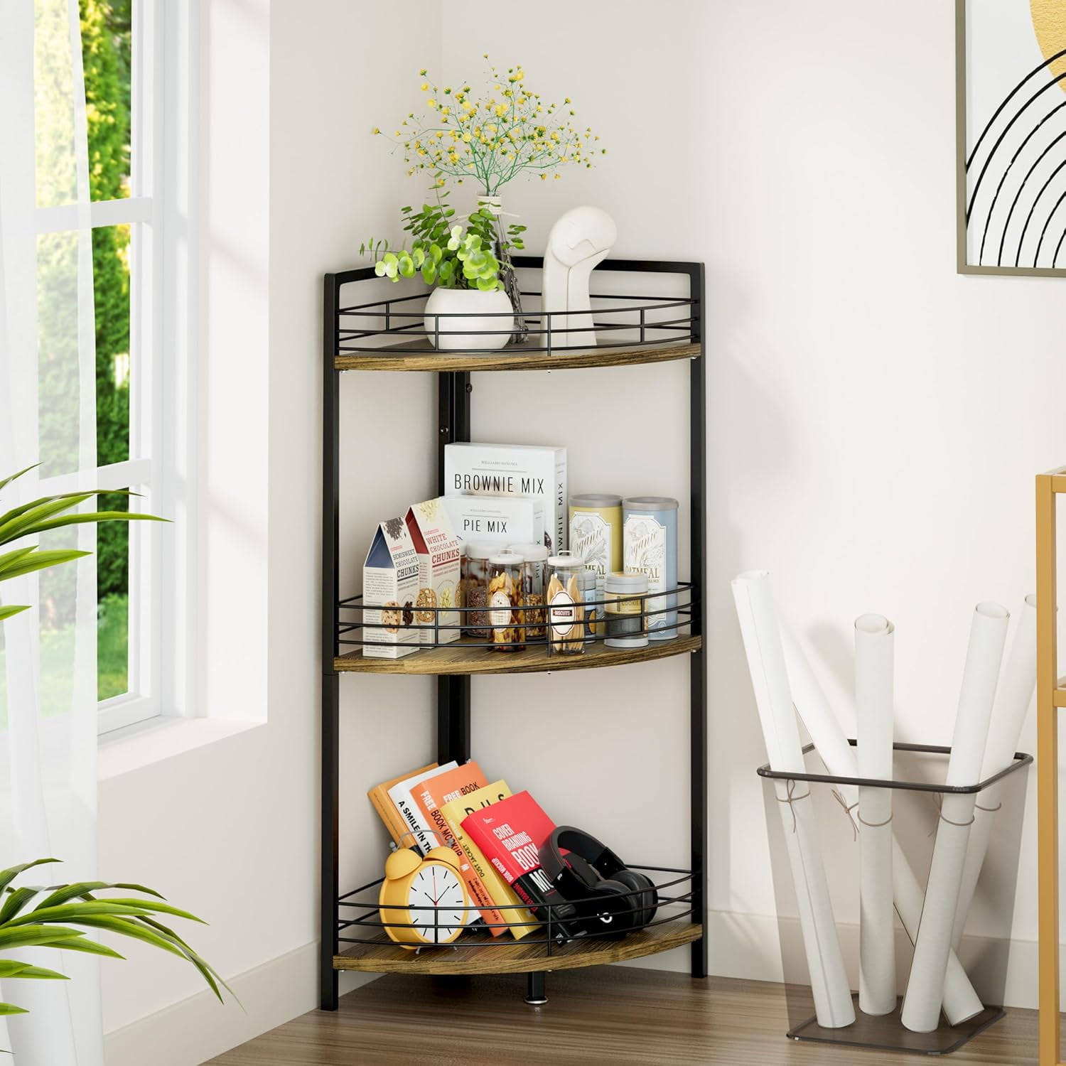Bathroom Corner Shelf Stand, 3-Tier Small Corner Shelves, Triangular ...
