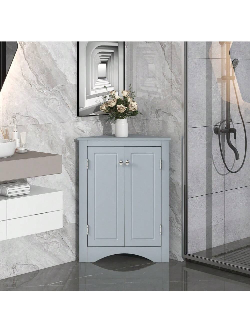 Bathroom Corner Storage Cabinet, Triangle Storage Cabinet With ...