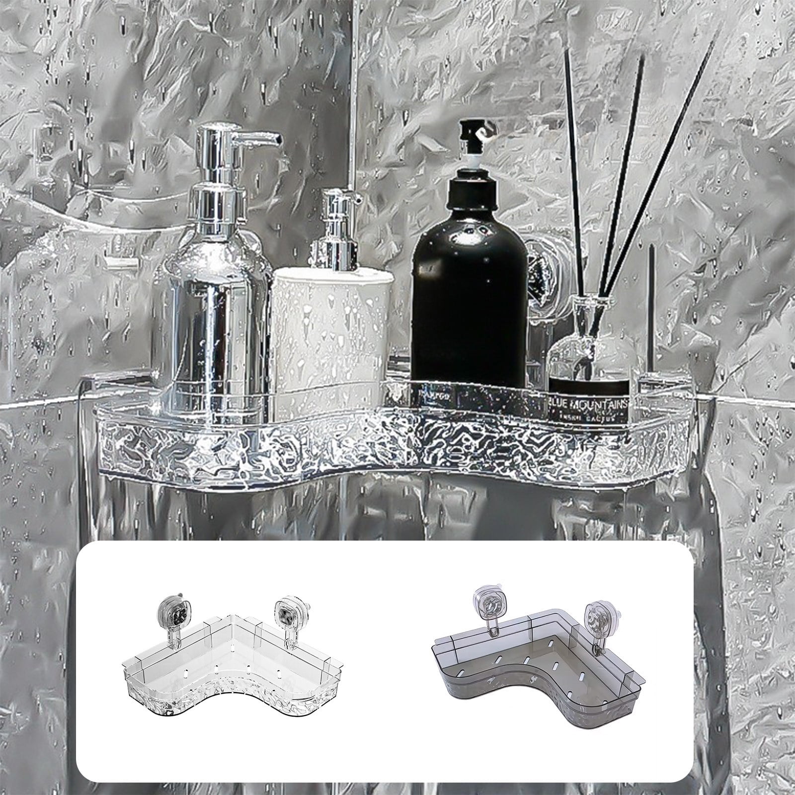 Bathroom Corner Storage Shelf with Strong Suction Cups for Shampoo and ...