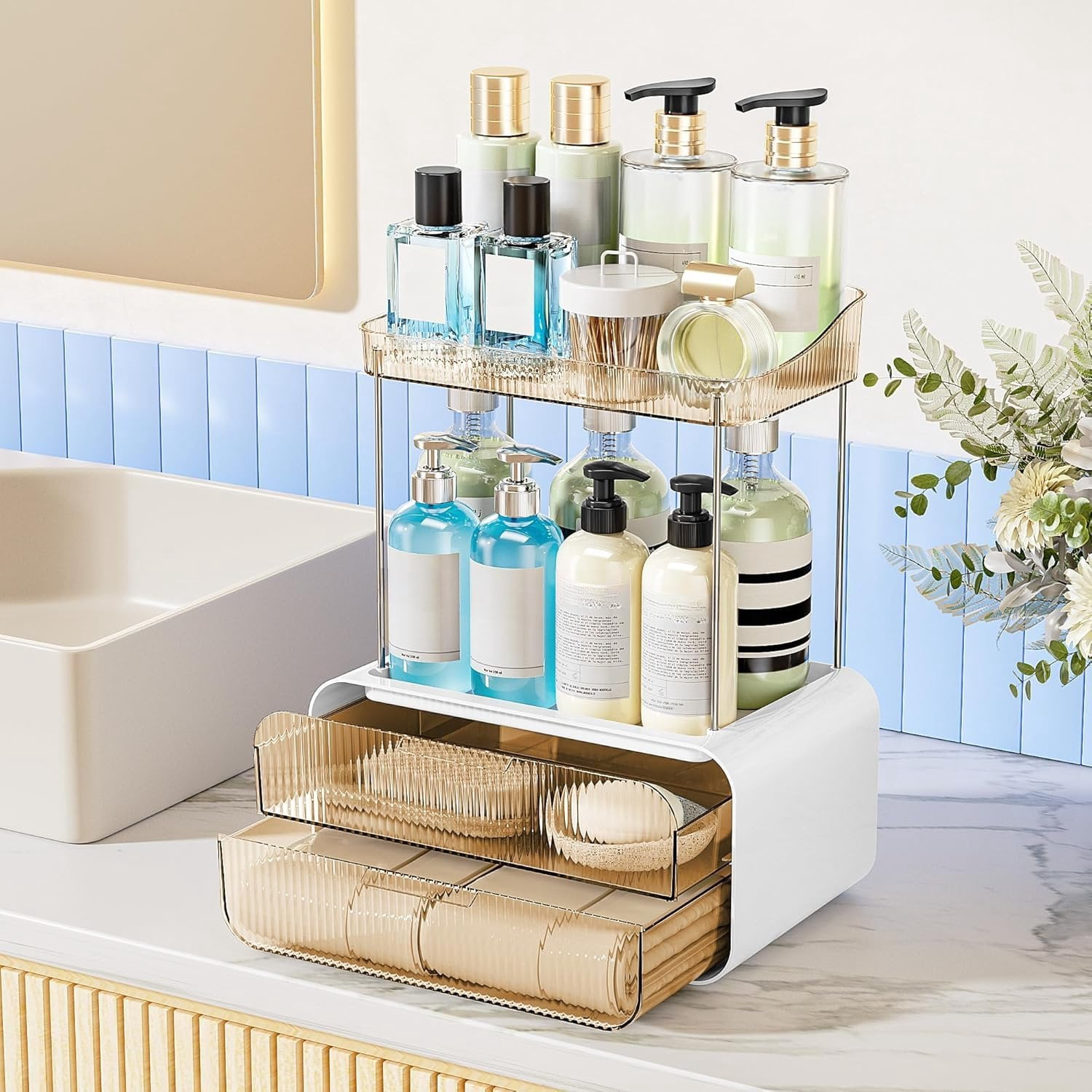 Bathroom Counter Organizer 2-Drawers 2-Tier Organizer for Vanity ...