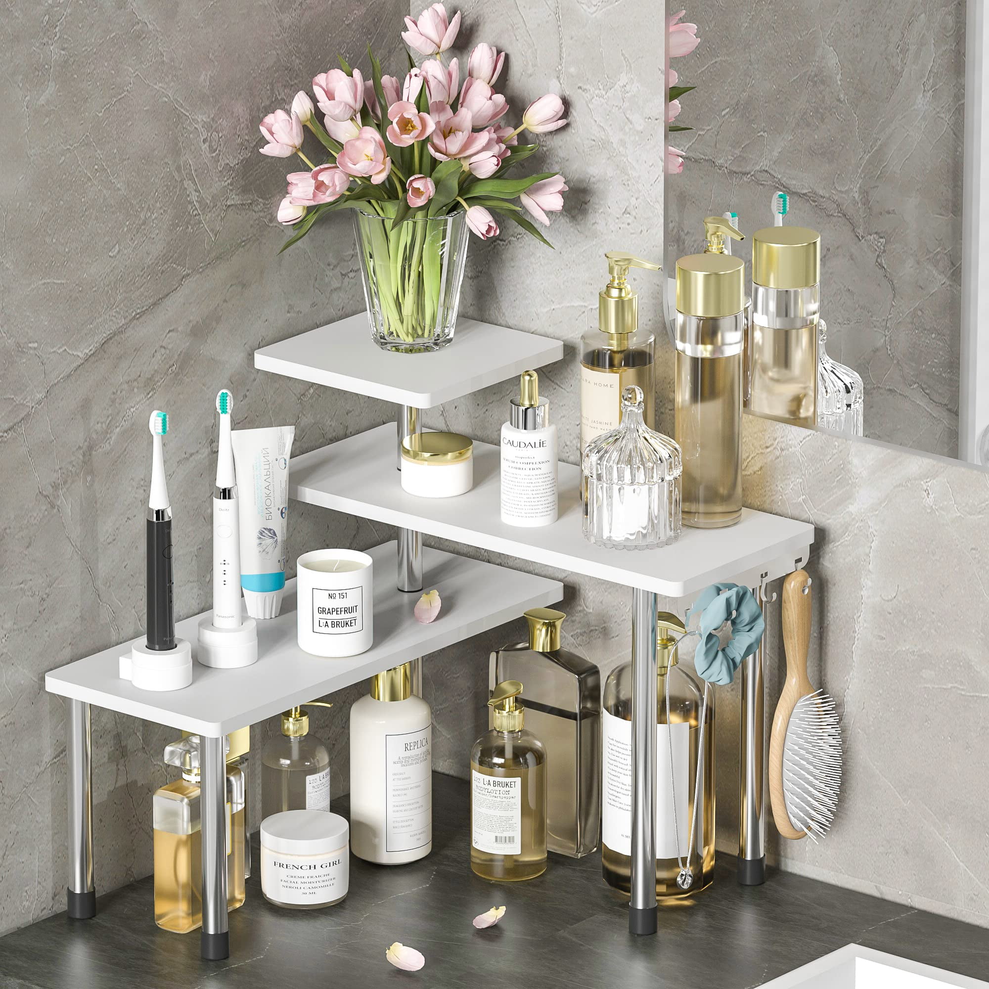 Bathroom Counter Organizer Corner Shelf - Organization 3 Tier Spice ...