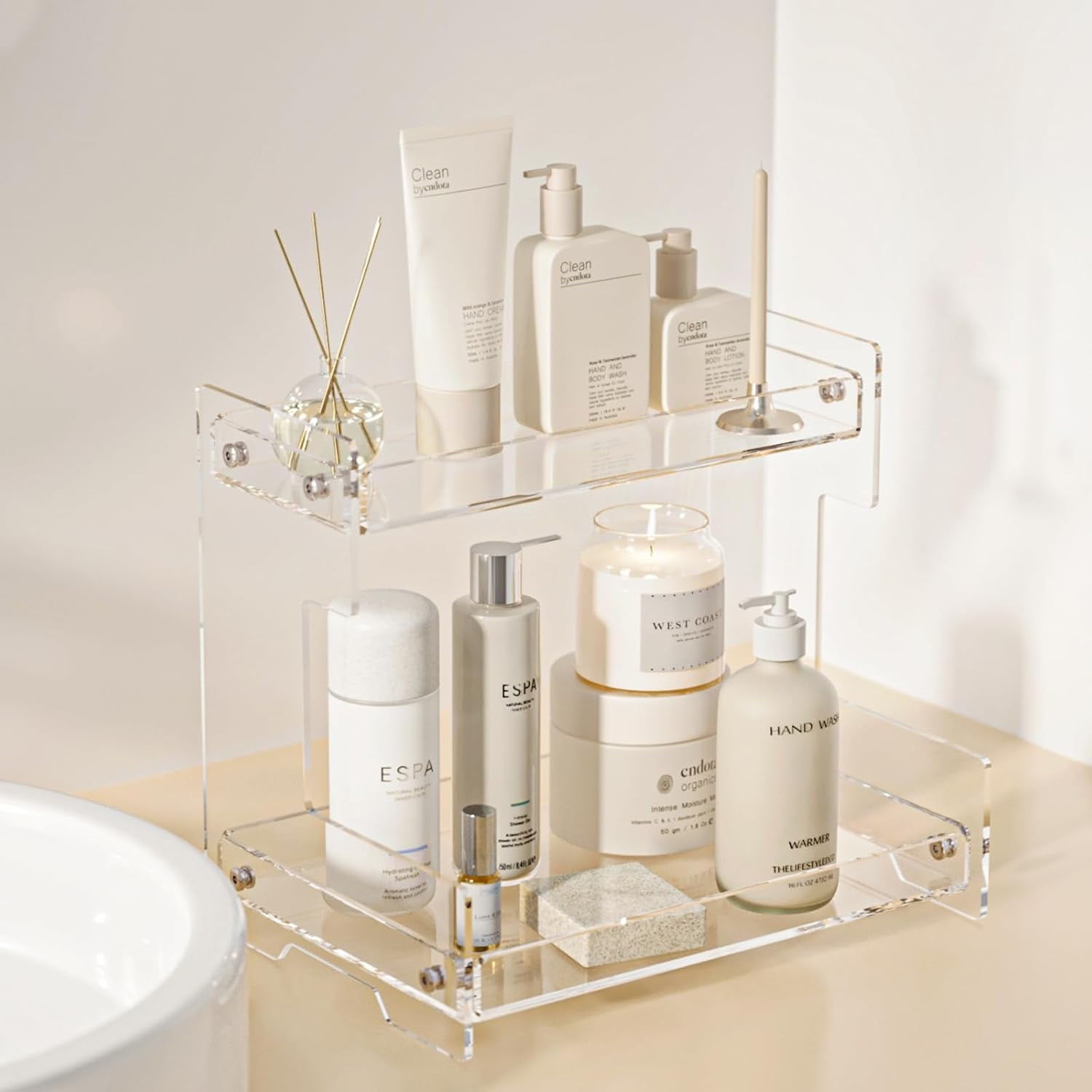 Bathroom Counter Organizer Countertop 2 Tier Storage Acrylic Corner ...
