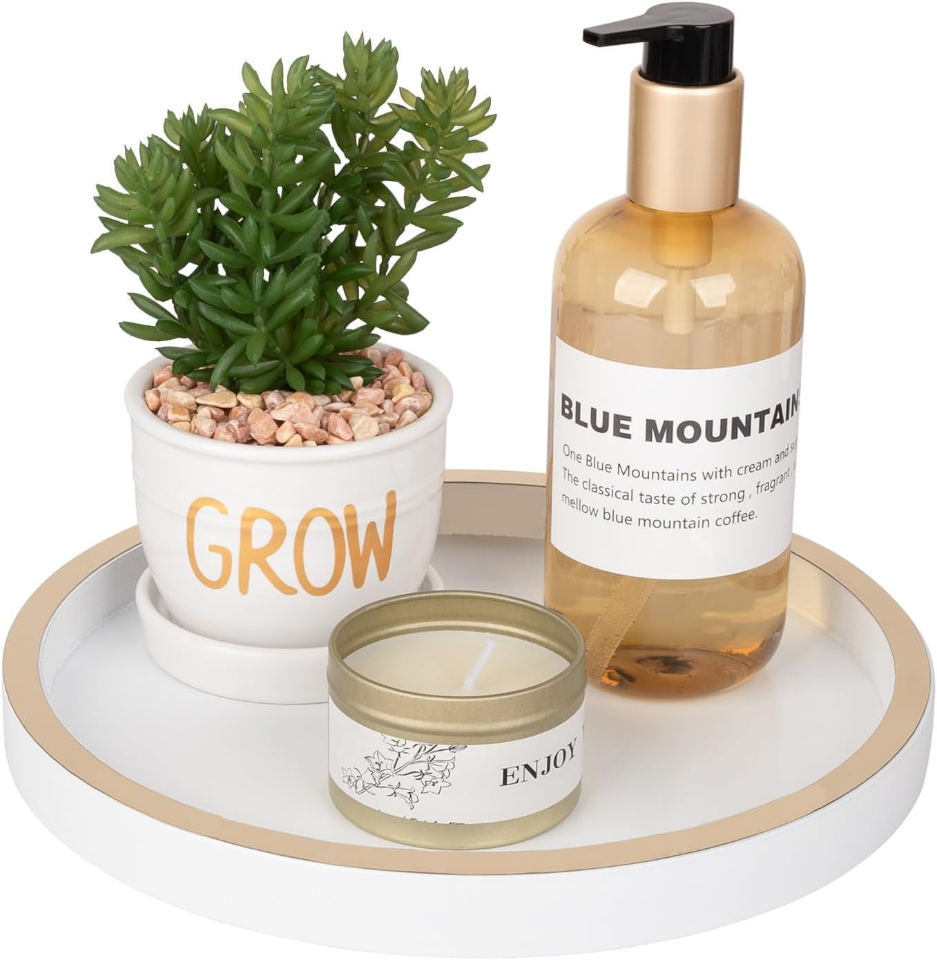 Bathroom Counter Tray Wooden Decorative Tray Round Perfume Organizer ...