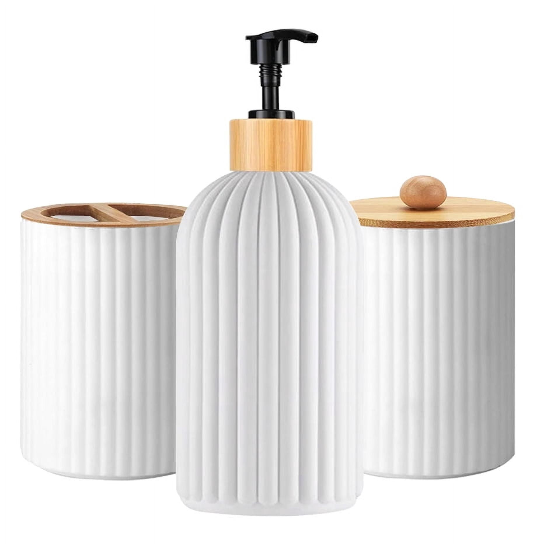 Bathroom Countertop Container Hand Soap Dispenser Cotton Ball Storage ...