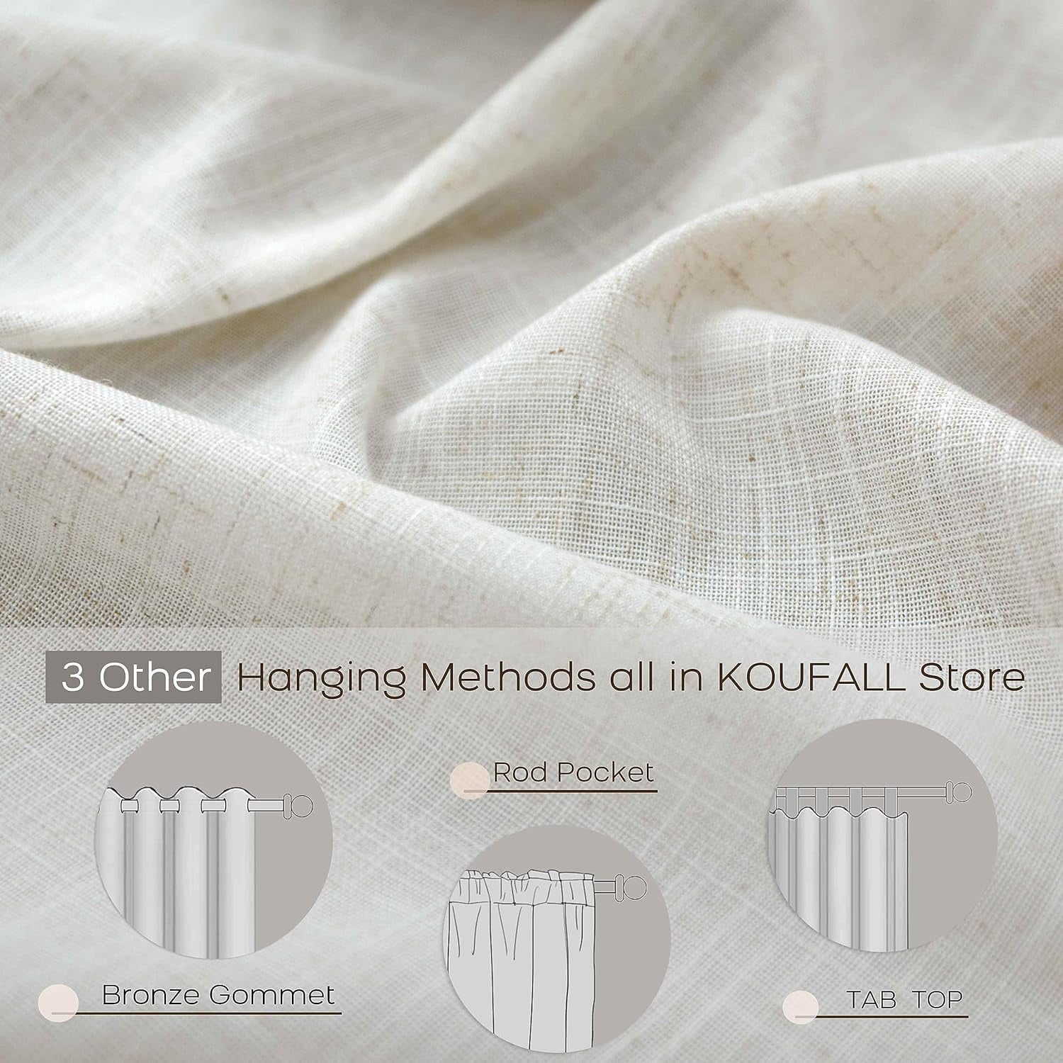 Bathroom Curtains Window Short,54 Inch Length Sheer Semi Privacy Linen ...