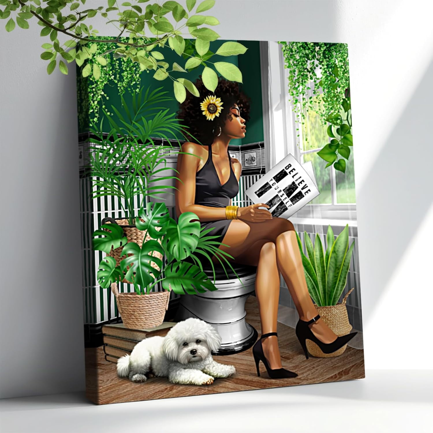 Bathroom Decor African American Wall Art Black Girl In Bathtub Canvas Wall Art Picture Modern ...