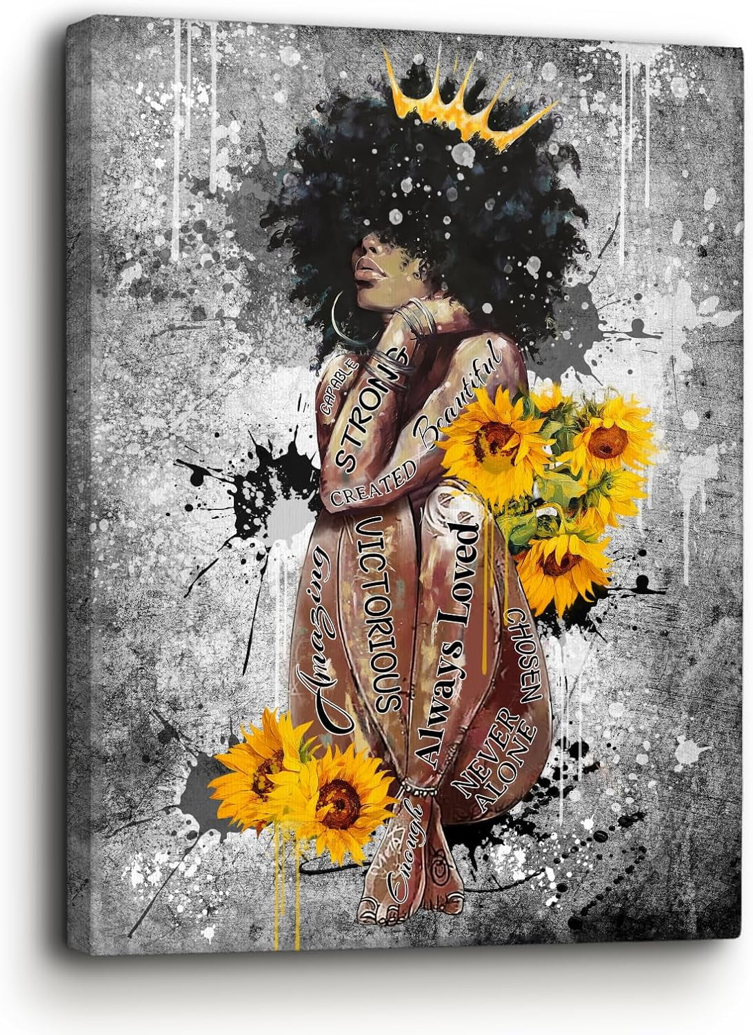 Bathroom Decor African American Wall Art Black Girl In Bathtub Canvas Wall Art Picture Modern ...