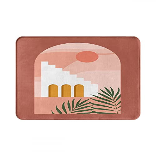 Bathroom Decor Bath Mat Desert Landscape Stairs Palm Vases Sun Burnt ...