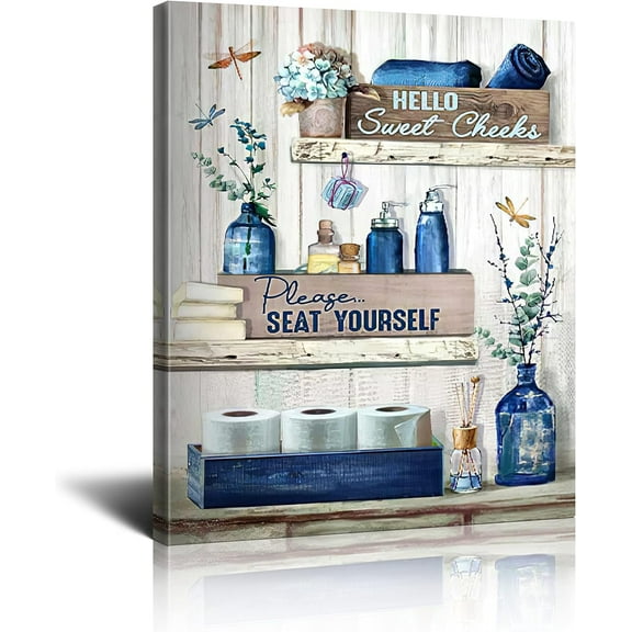 Bathroom Decor Canvas Wall Art Rustic Bathroom Sign Please Take Your ...