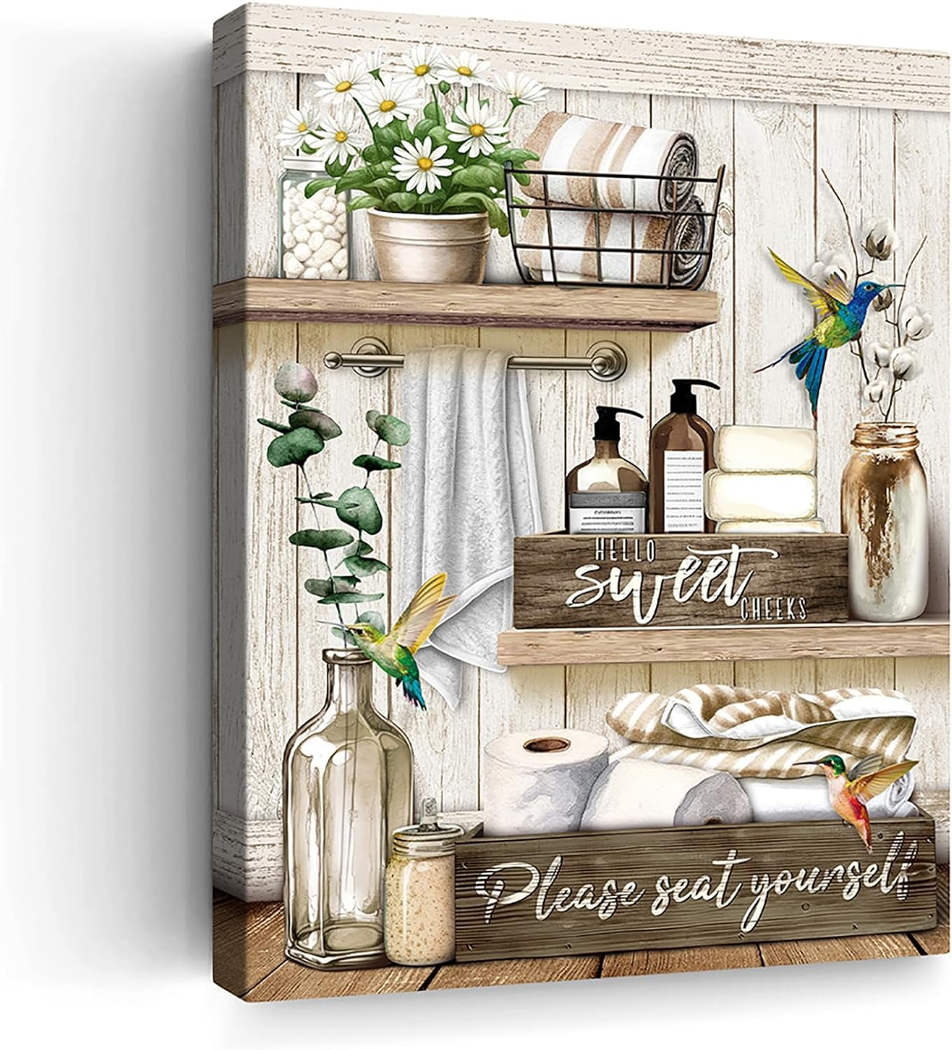 Bathroom Decor Canvas Wall Art Rustic Bathroom Sign Please Take Your ...