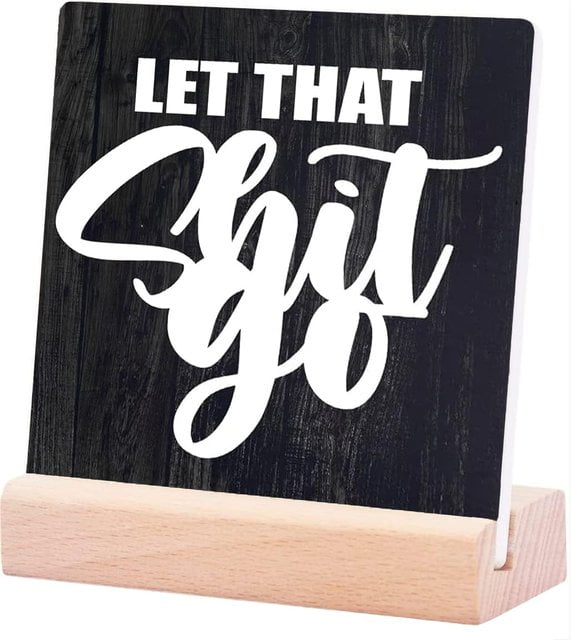 Bathroom Decor Desk Decor Table Sign Plaque Humor Black Tabletop Sign ...