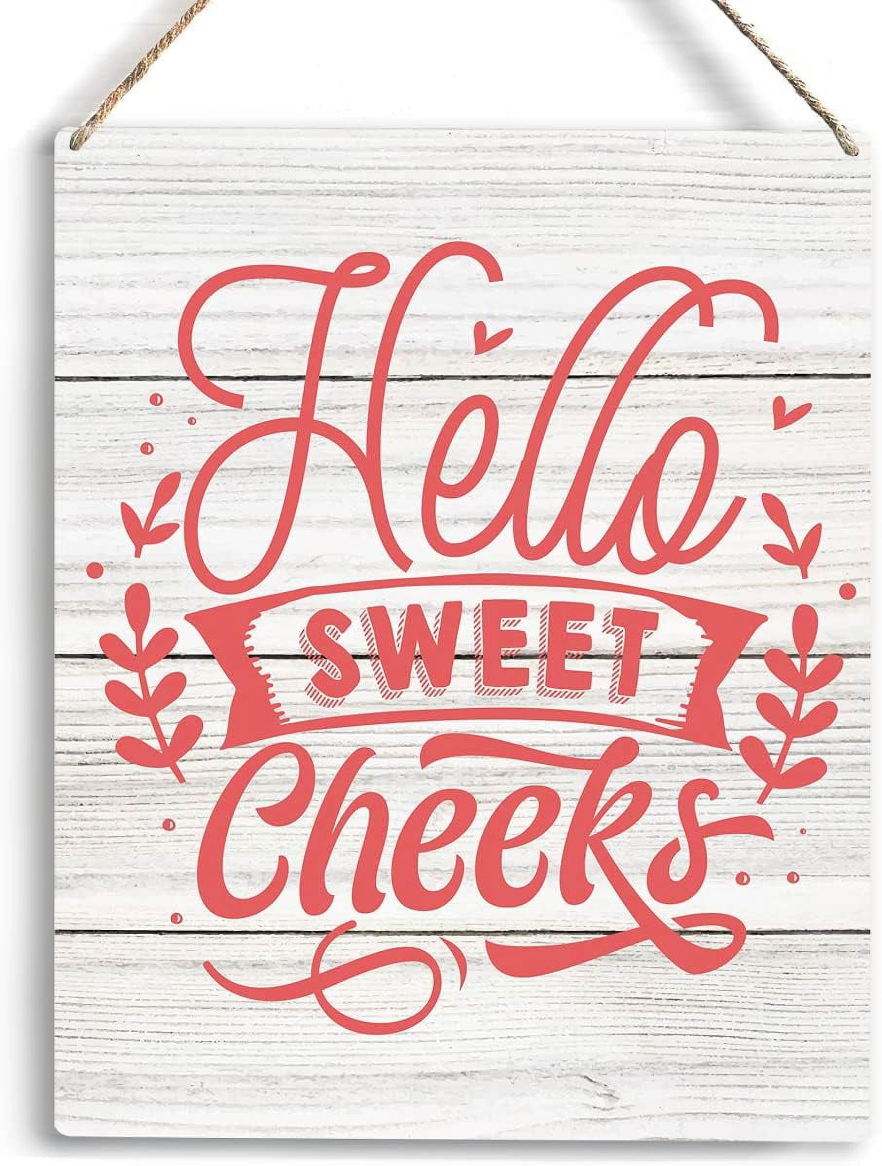 Bathroom Decor Hello Sweet Cheeks Wooden Hanging Sign Farmhouse ...