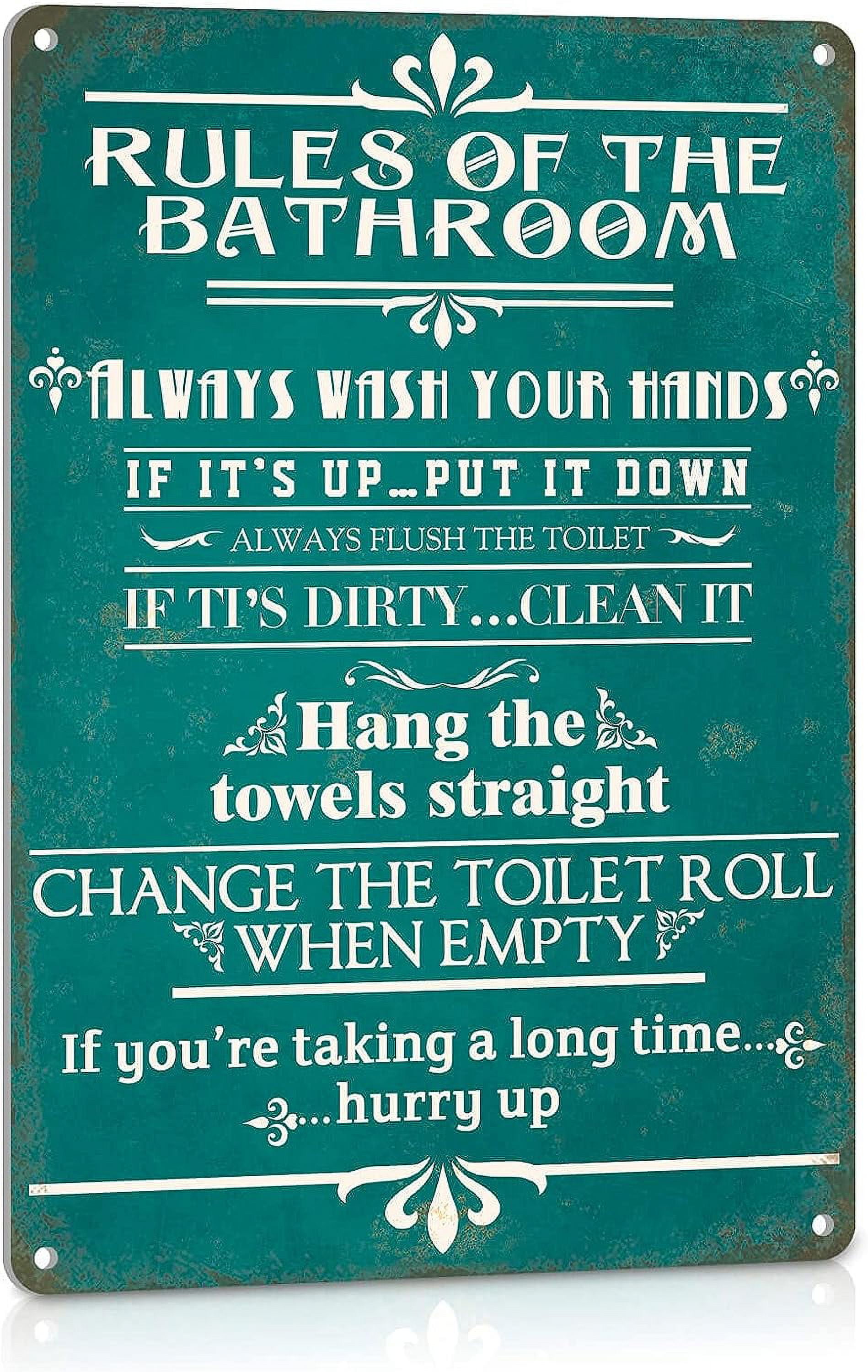 Bathroom Decor Sign Rustic Farmhouse Decorations, Bathroom Rules ...