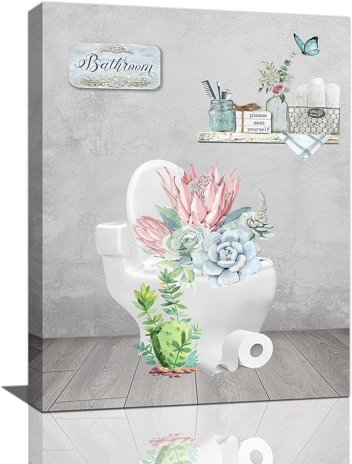 Bathroom Decor Wall Art Botanical Plant Succulent Canvas Prints ...