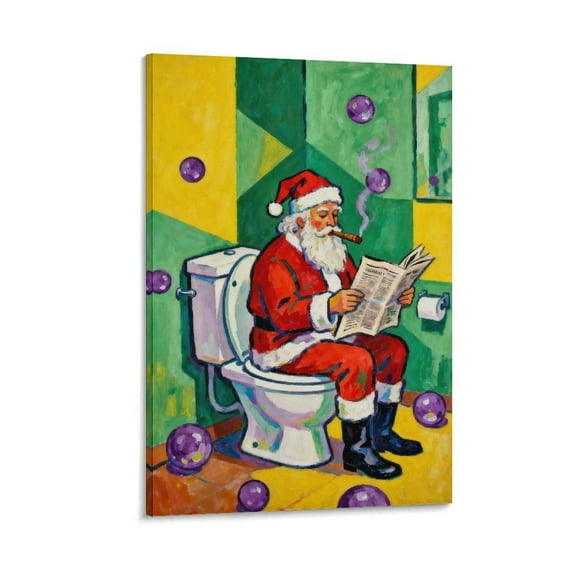 Bathroom Decor Wall Art Christmas Santa Picture Picture Print Canvas ...