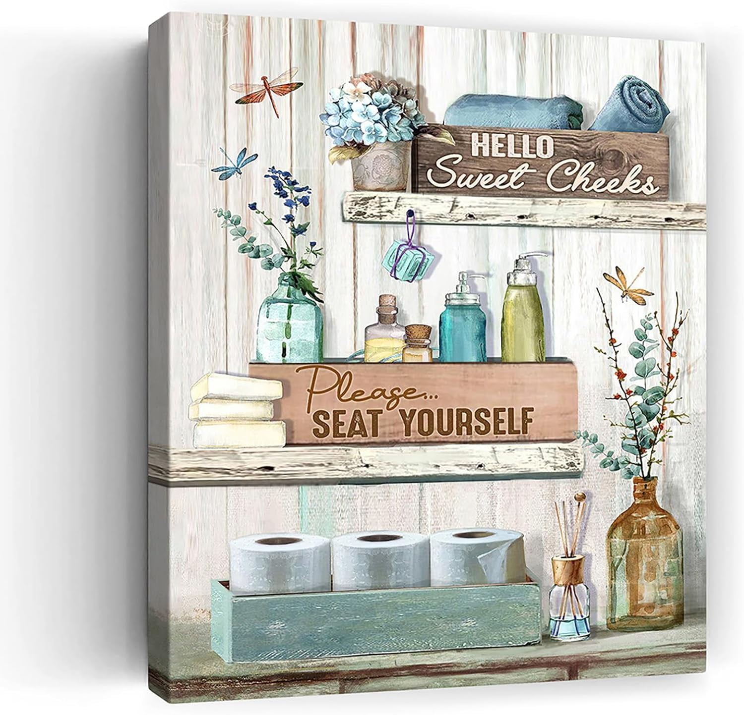 Bathroom Decor Wall Art Dragonfly Wall Art Green Bathroom Sign Rustic ...