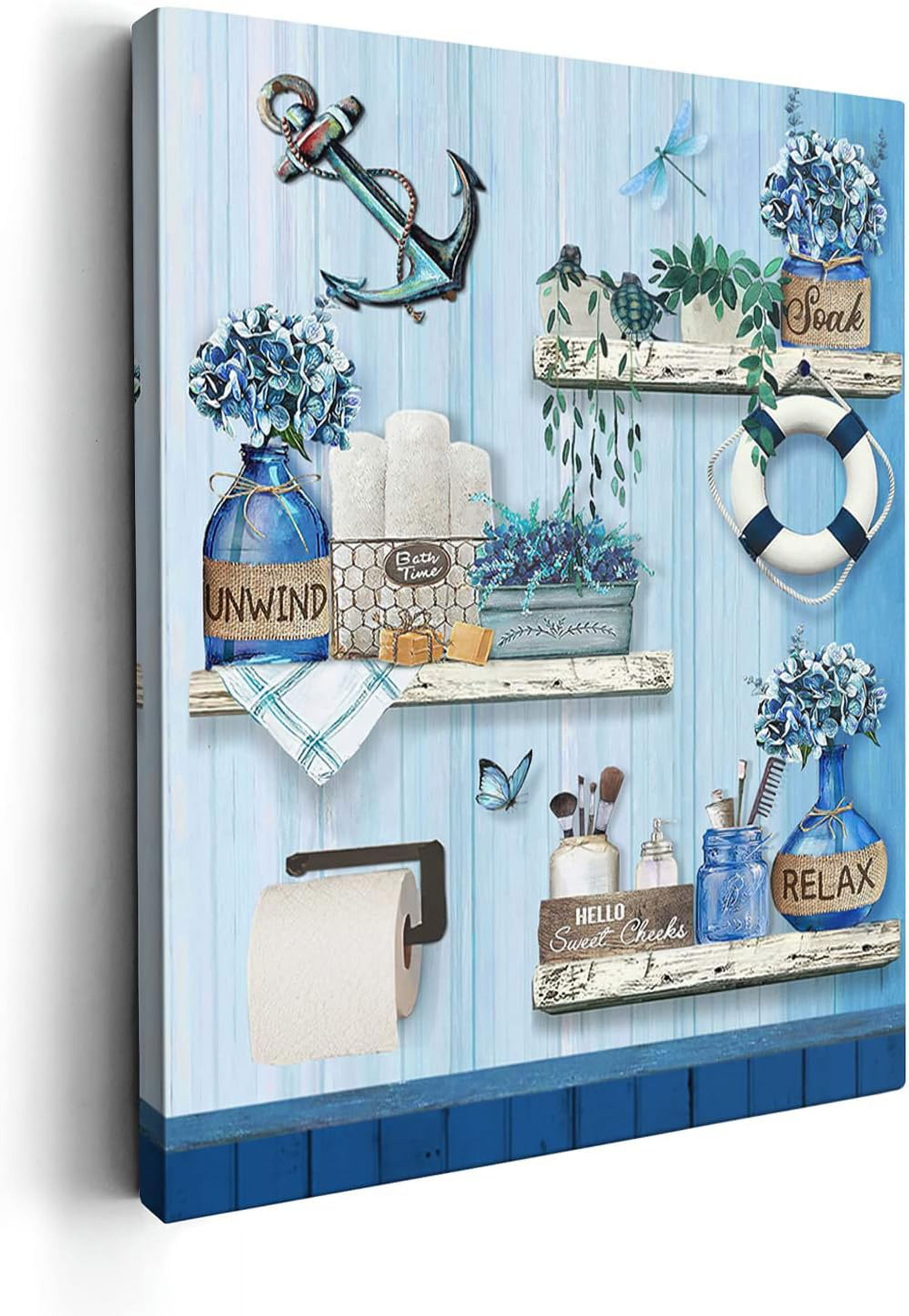 Bathroom Decor Wall Art Farmhouse Flower and Butterfly Bathroom Poster ...