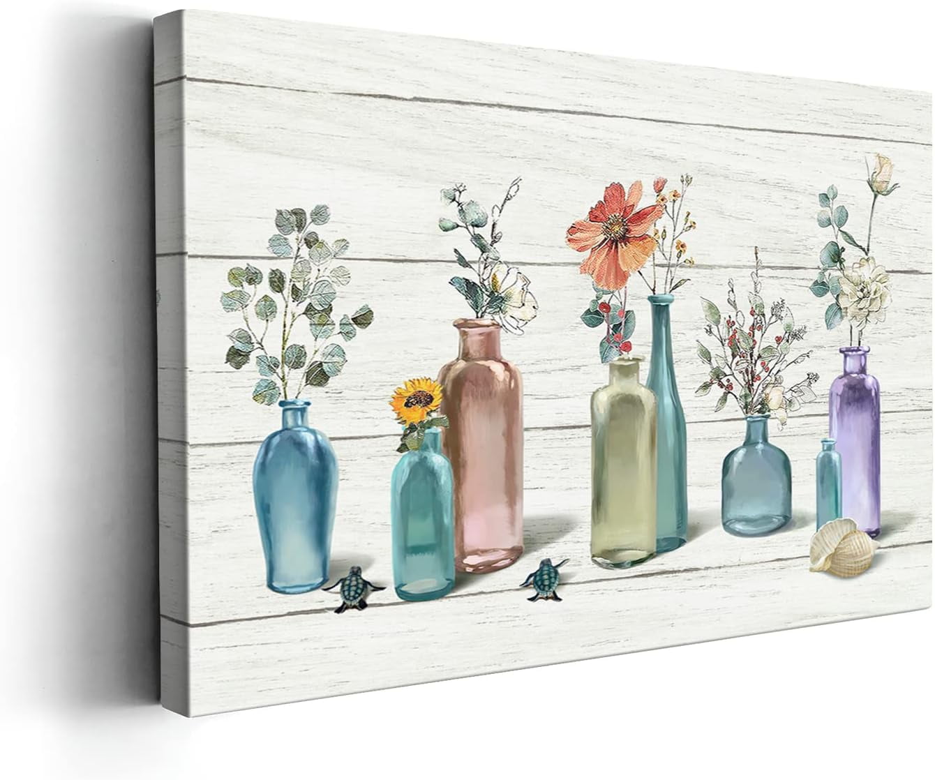 Bathroom Decor Wall Art Flowers Glass Jar Poster Floral in Mason Jar ...