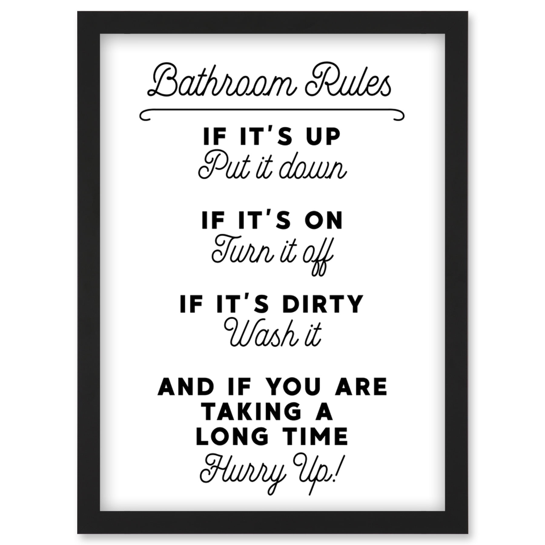 Bathroom Decor Wall Art Funny Toilet Humour Sign Artwork Framed Wall ...