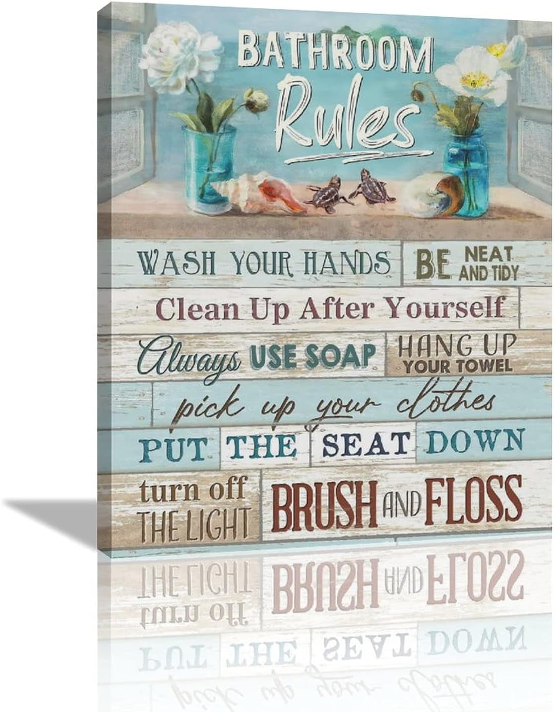 Bathroom Decor Wall Art Navy Blue Pictures Funny Rustic Farmhouse Signs Please Seat Yourself ...