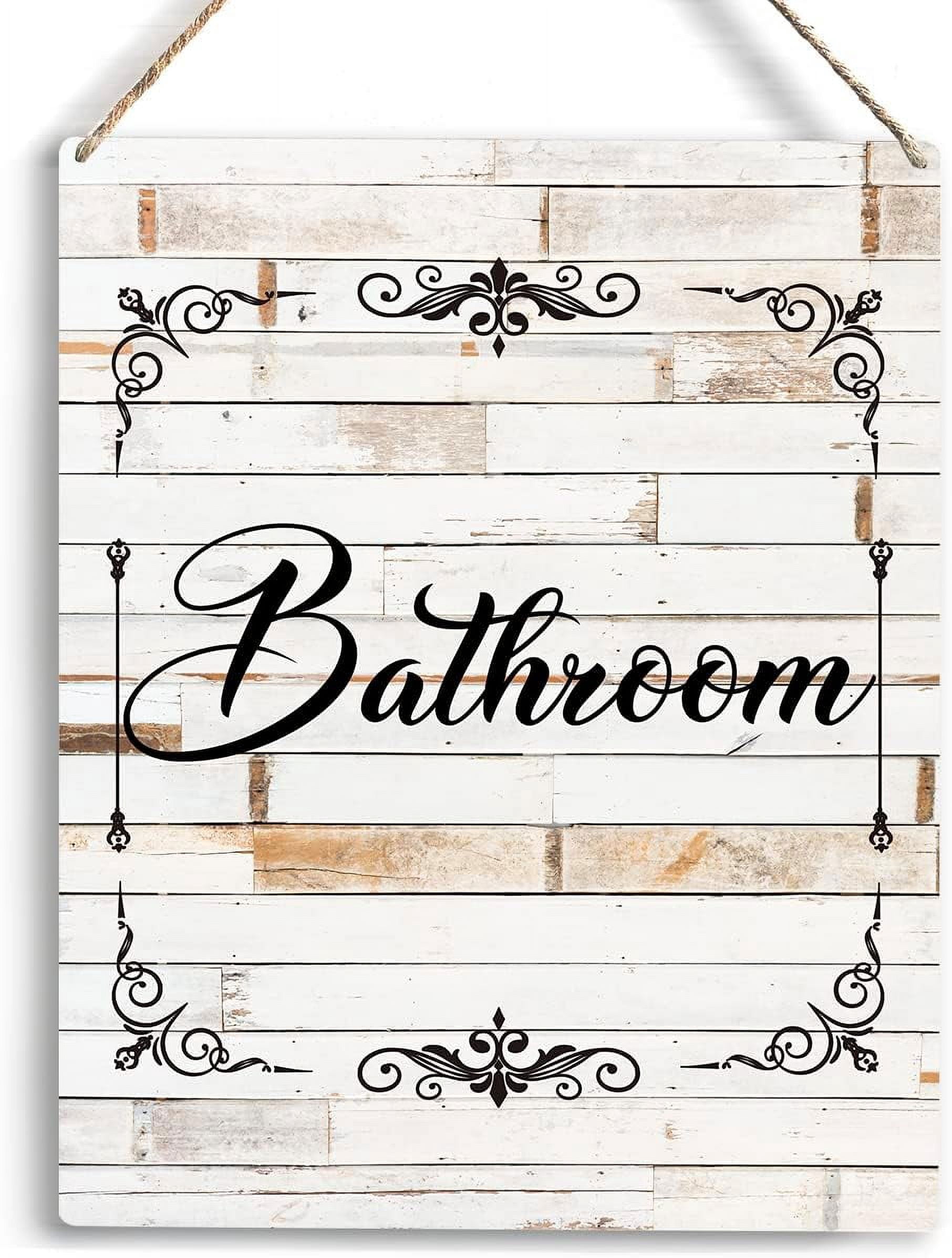 Bathroom Decor Wooden Hanging Sign Farmhouse Bathroom Decor Rustic ...