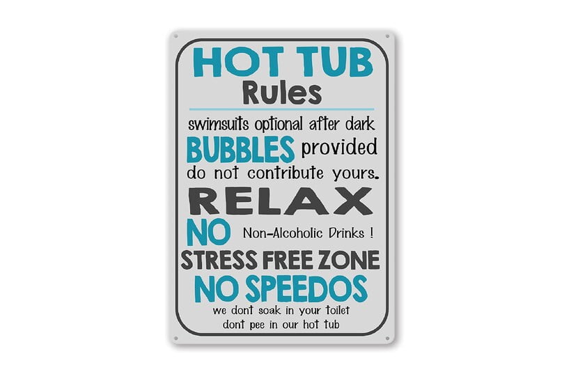 Bathroom Decorative Signs Hot Tub Rules Backyard Metal Pool Sign Wall ...
