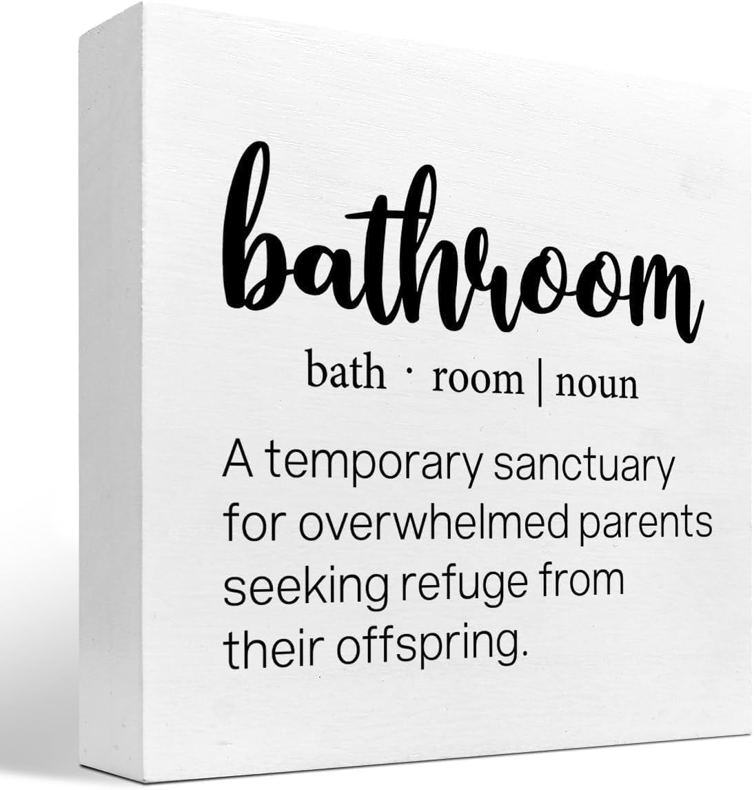 Bathroom Definition Meaning Wood Block Sign,Funny Bathroom Wooden Box ...