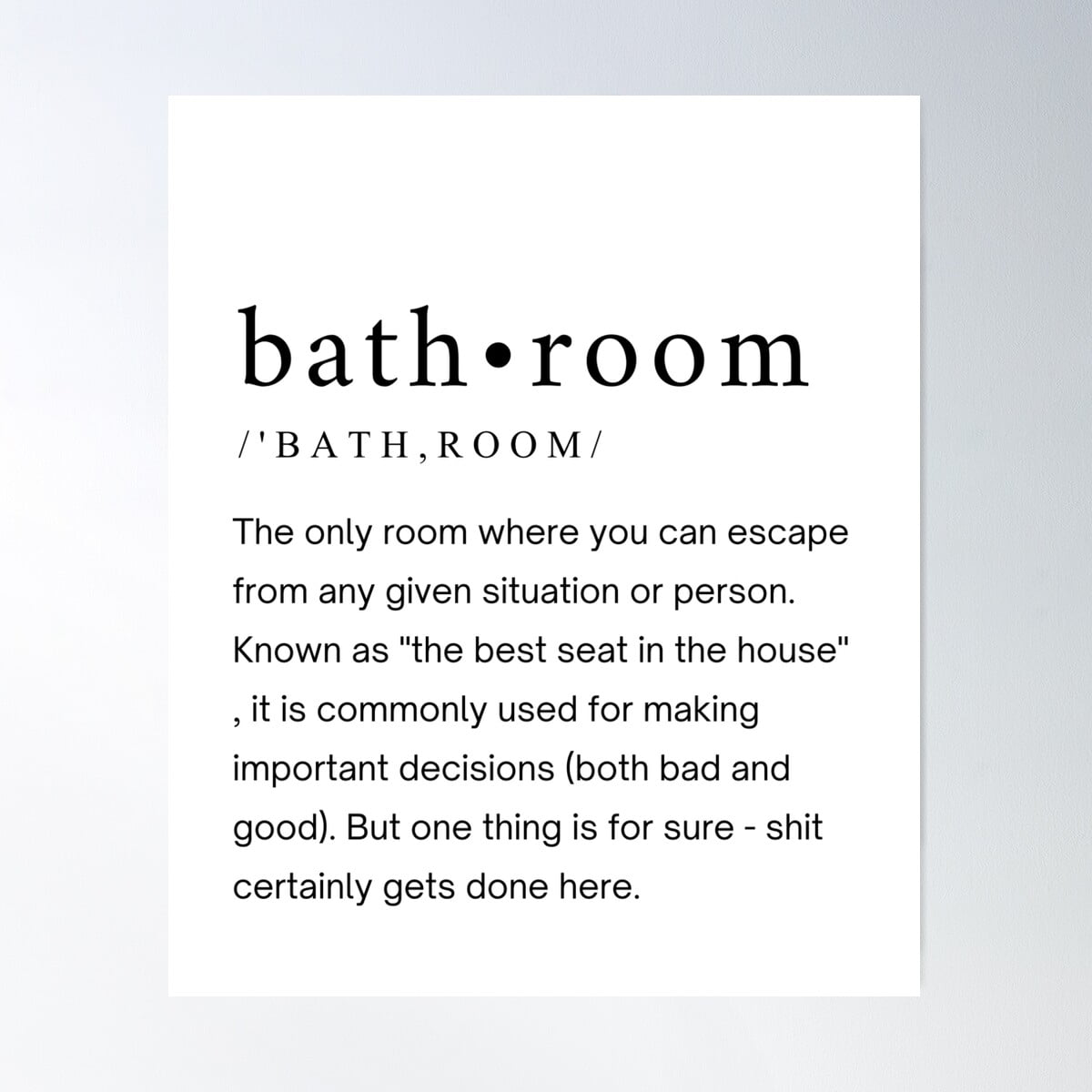 Bathroom Definition Poster Wall Art, Modern Wall Decor For Living Room ...