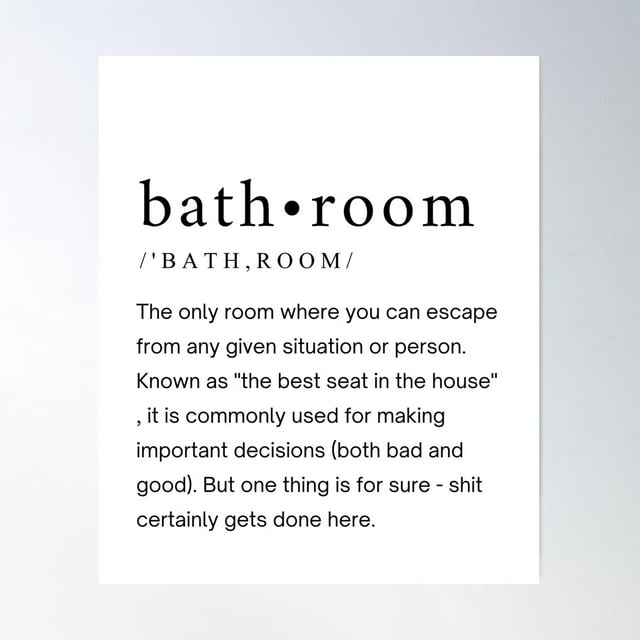 Bathroom Definition Poster Wall Art, Modern Wall Decor For Living Room ...