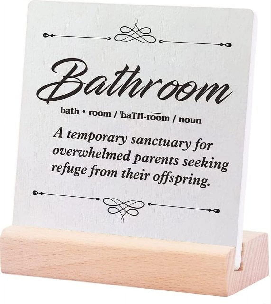 Bathroom Definition Table Plaque with Wooden Stand Desk Decor, Table ...