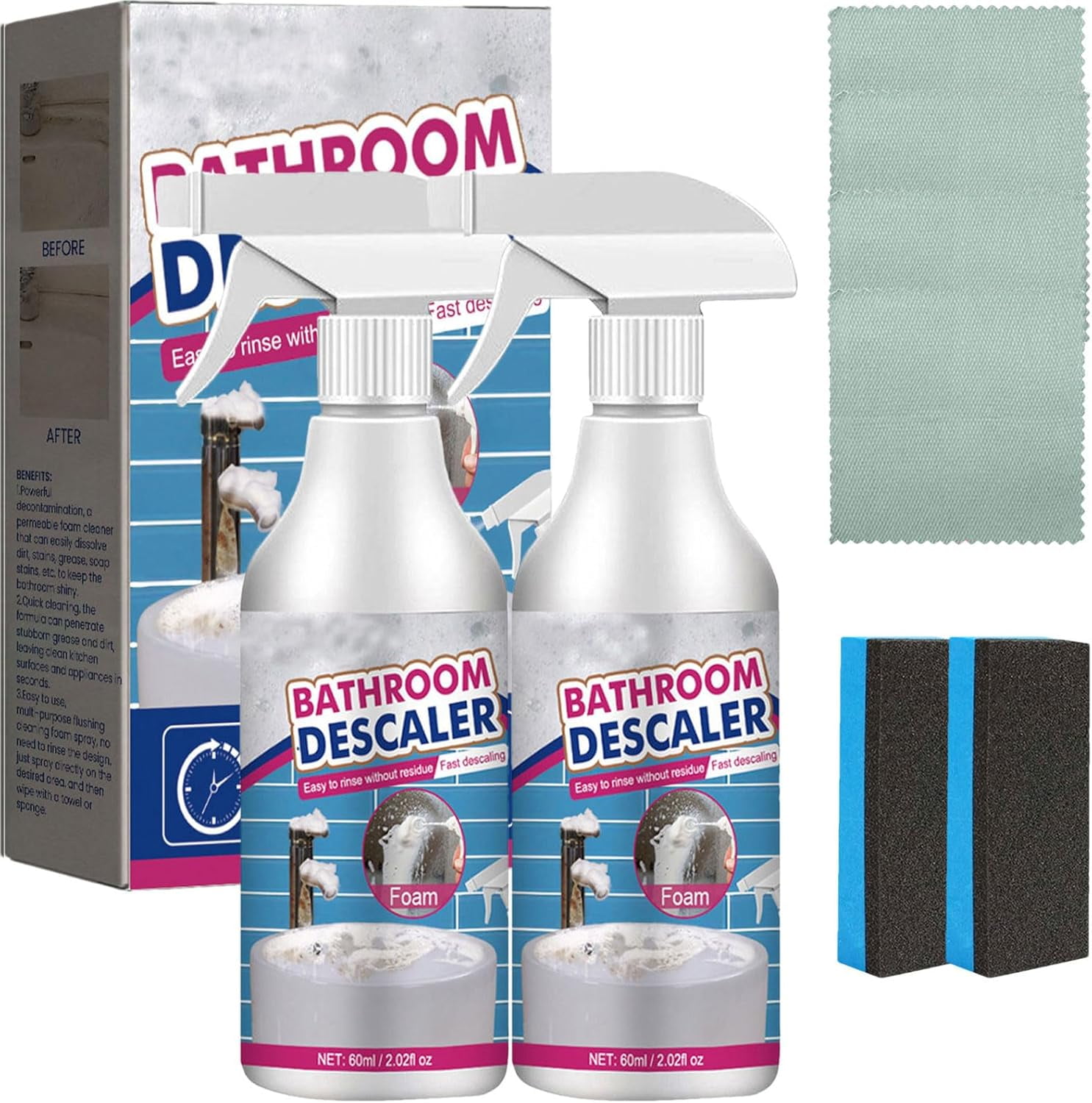 Bathroom Descaler Cleaner,2024 Powerful Stubborn Stains Cleaner All-Purpose Bathroom Descaler ...