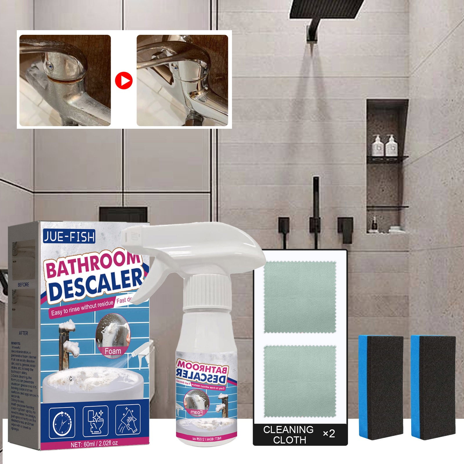 Bathroom Descaler Cleaner – Removes Limescale, Soap Scum, Hard Water ...