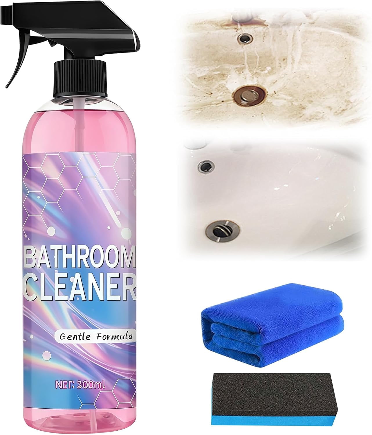 Bathroom Descaler Foam Cleaner, 10 Fl Oz Powerful Pink Bathroom Cleaner ...