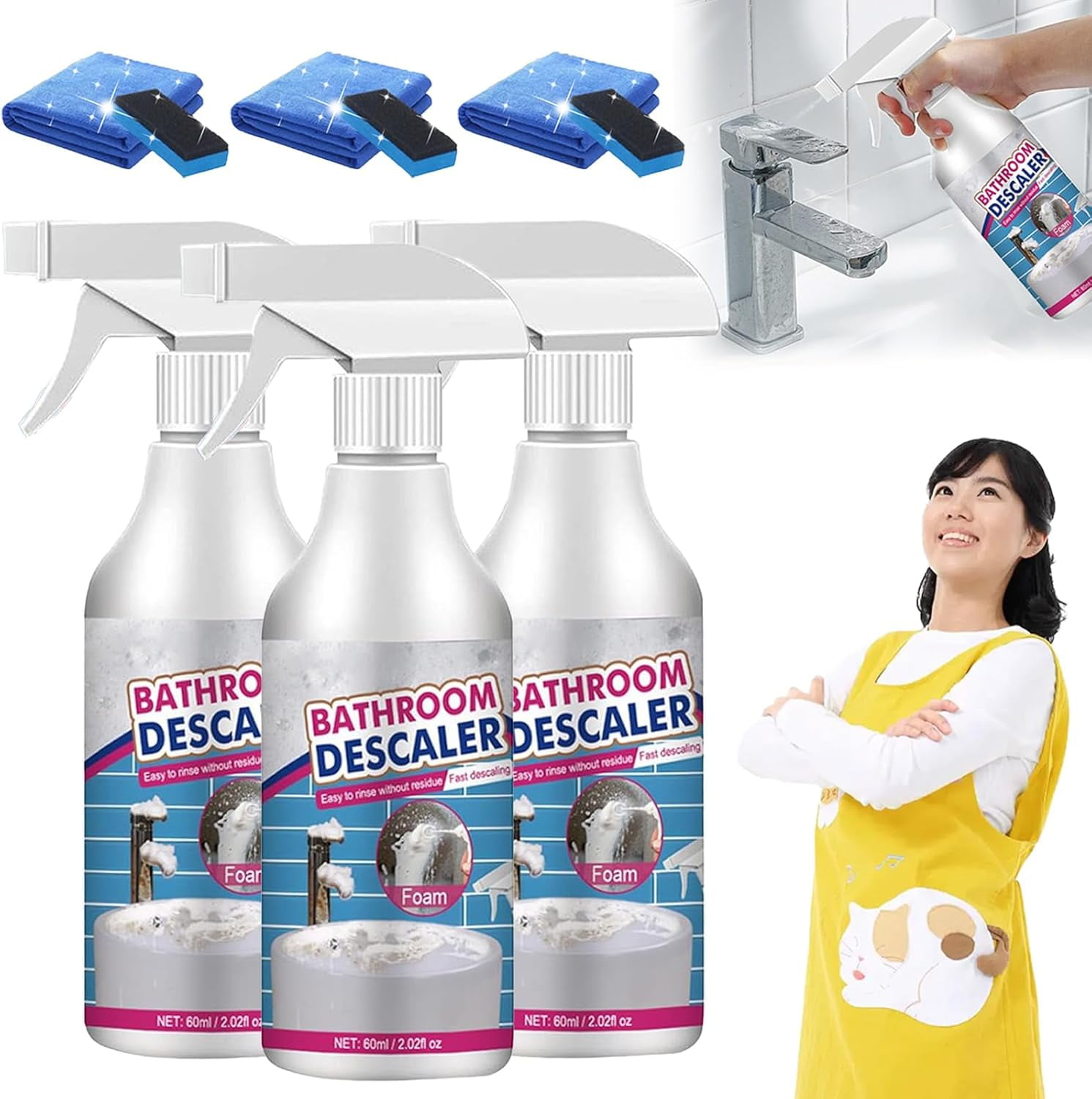 Bathroom Descaler Foam Cleaner, 2025 New Powerful Bathroom Descaler ...