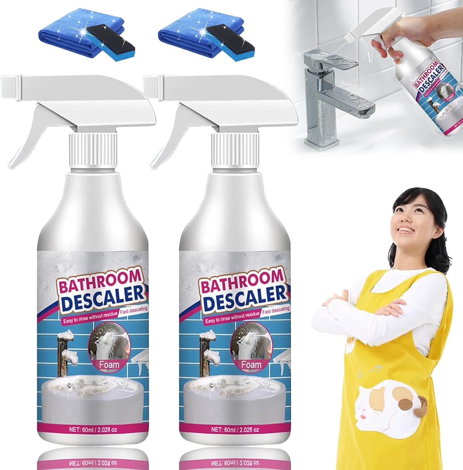 Descaler Toilet & Sink Foam Bathroom Cleaner Spray, 2.02 fl oz ...