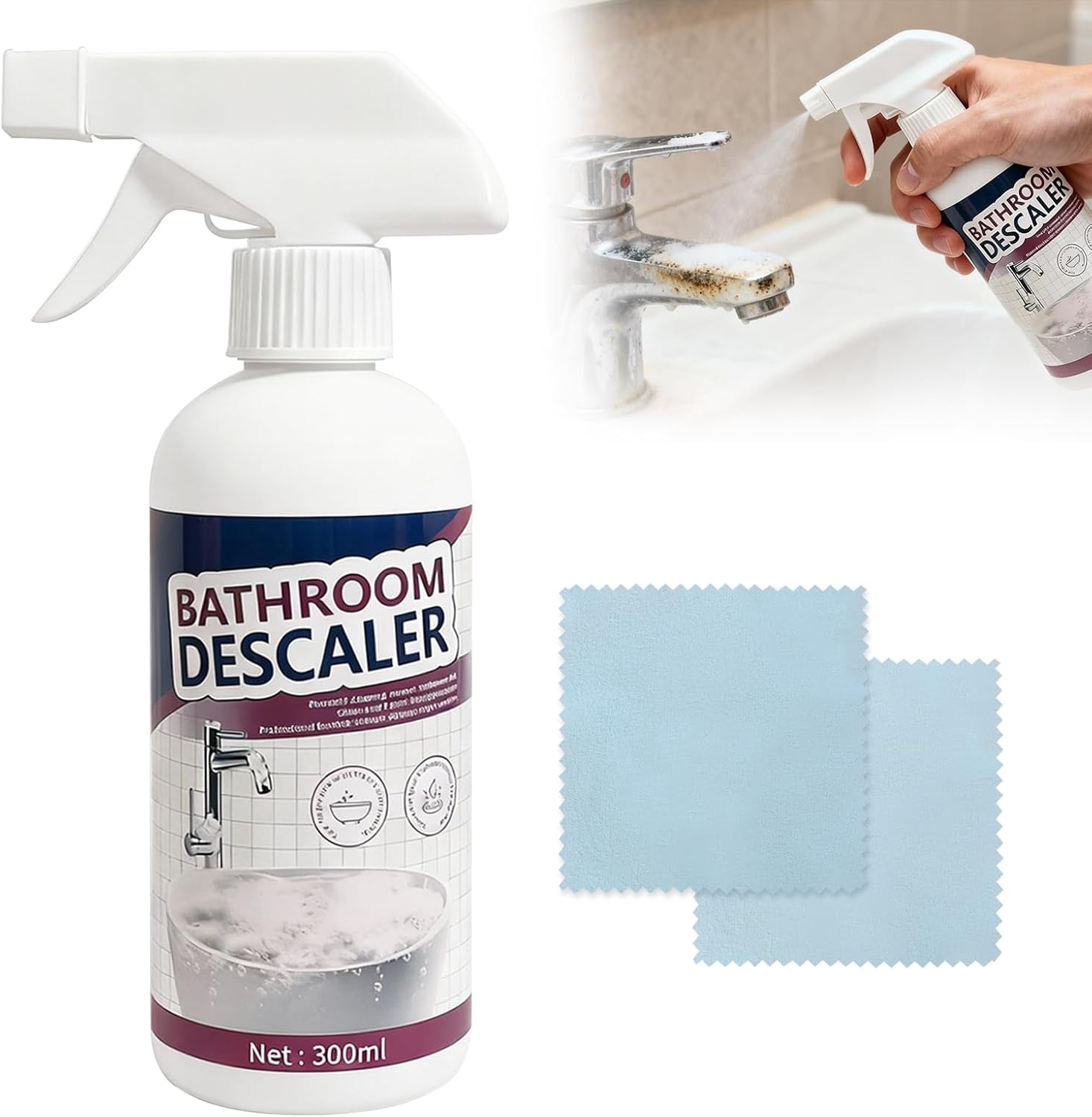 Bathroom Descaler Foam Cleaner for Hard Water Stains - Powerful Foaming ...
