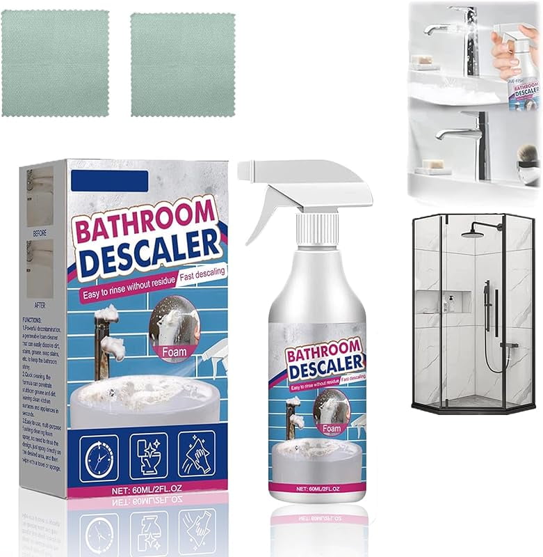 Bathroom Descaler Foam Cleaner Spray, Fast-Acting Powerful Stubborn ...