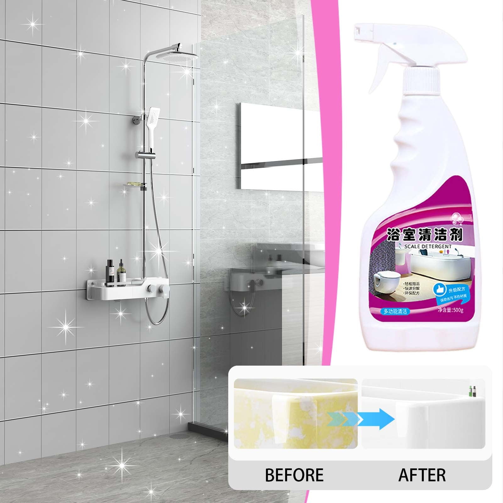 Bathroom Descaler Spray Stubborn Stains Cleaner Multipurpose Bathroom Cleaner Powerful Descaling ...