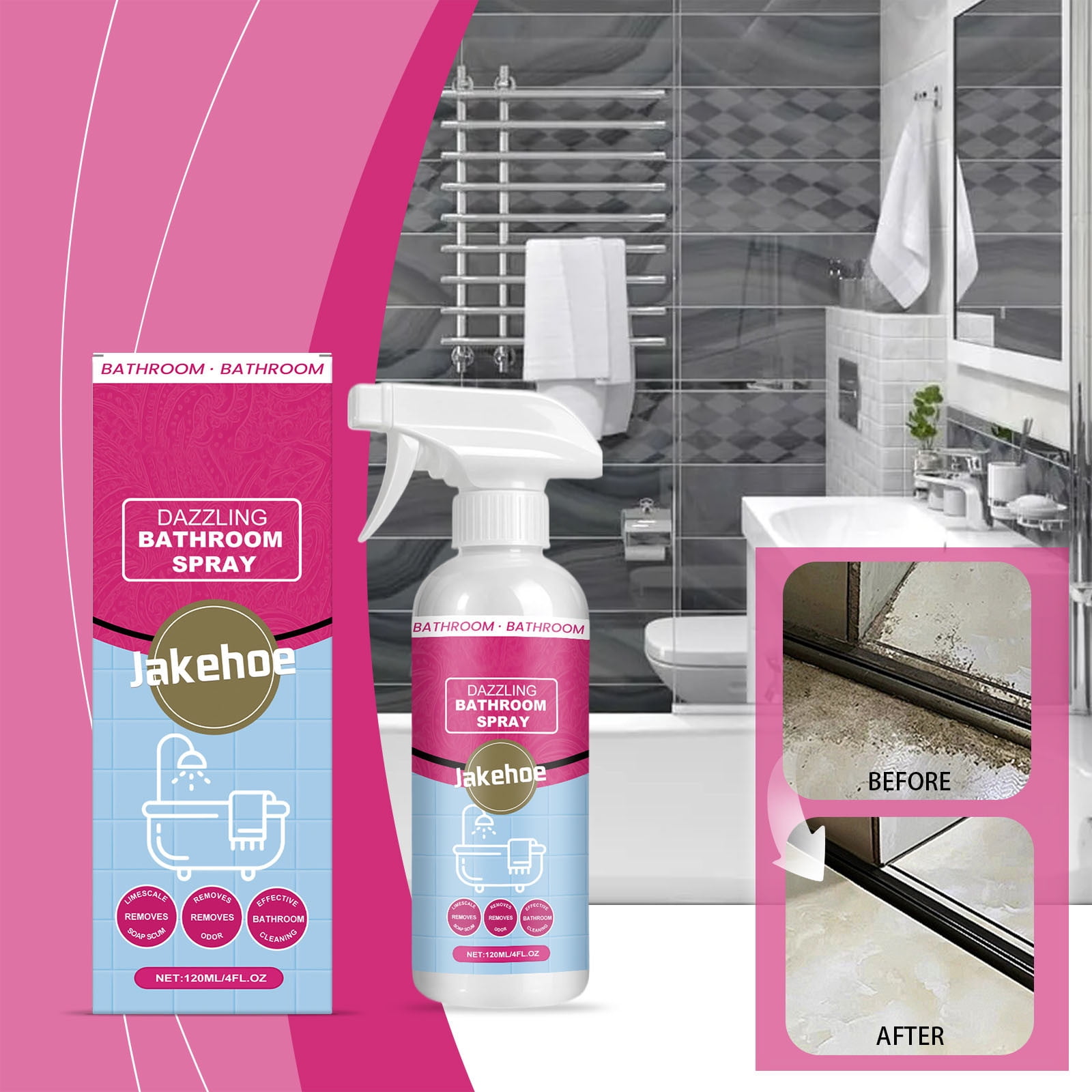 120ml Bathroom Descaler Spray, Powerfully Removes Water Stains ...